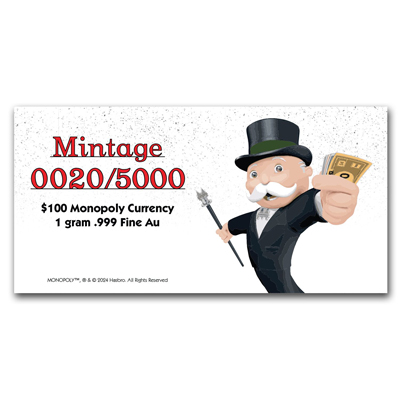 Buy PAMP 1g Gold Monopoly Currency Note | United Kingdom