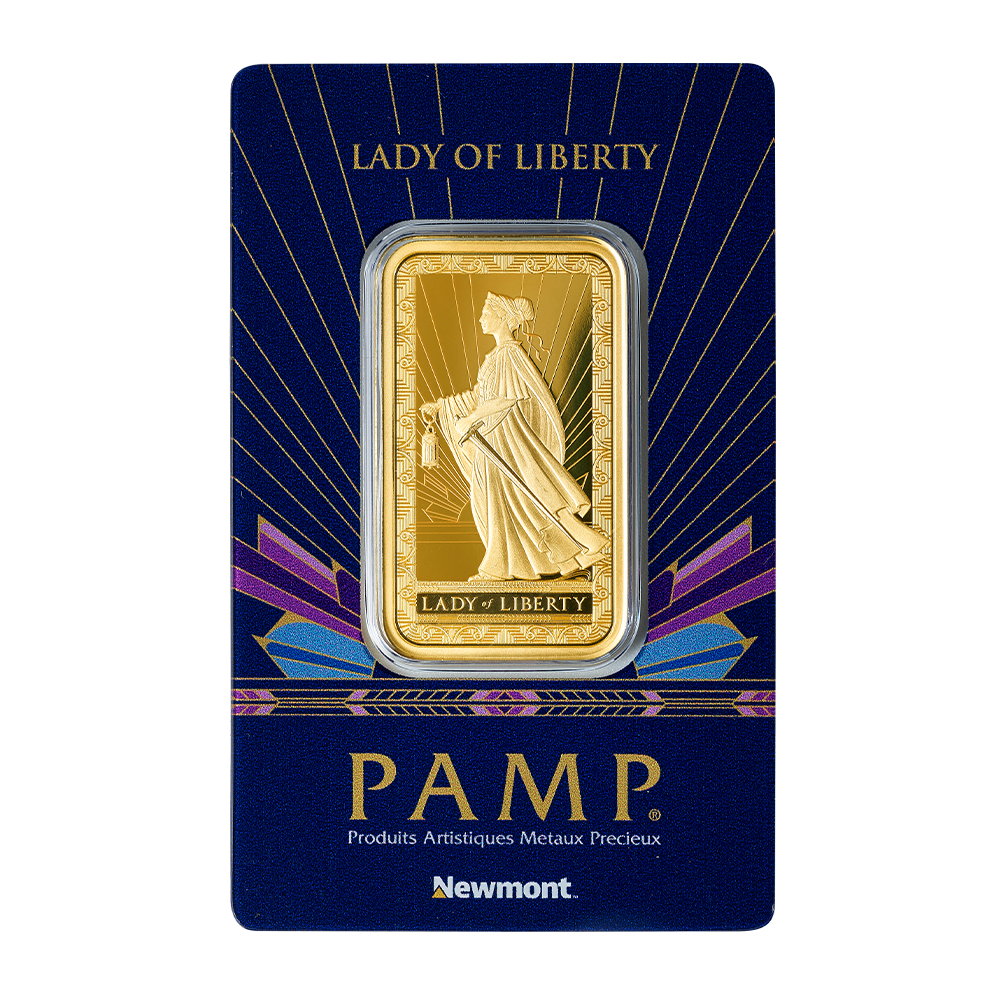 Buy PAMP/Newmont 1 oz Pure Gold Lady of Liberty Bar | United Kingdom