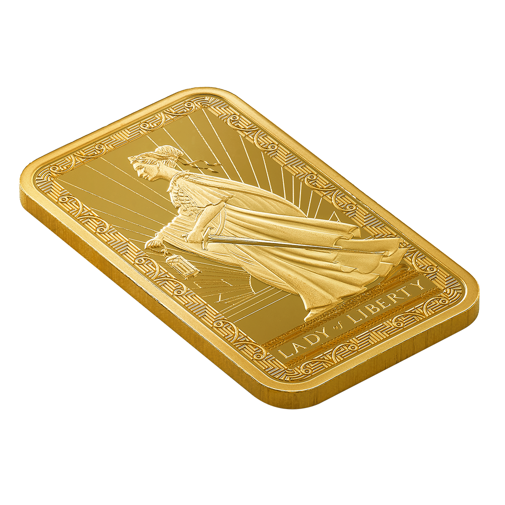 Buy PAMP/Newmont 1 oz Pure Gold Lady of Liberty Bar | United Kingdom