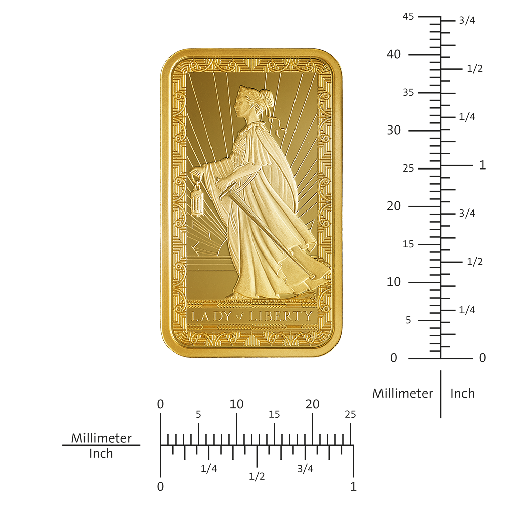 Buy PAMP/Newmont 1 oz Pure Gold Lady of Liberty Bar | United Kingdom